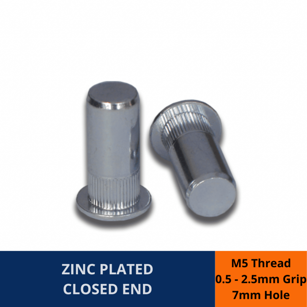 ZINC PLATED CLOSED END STANDARD RIV NUT NUTSERTS M5 - Gold Coast Bolt ...