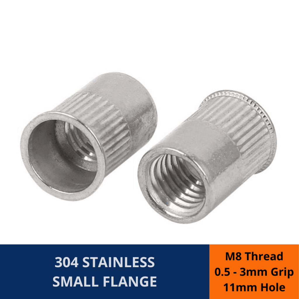 304 STAINLESS OPEN END STANDARD RIV NUT NUTSERTS M8 - Gold Coast Bolt ...
