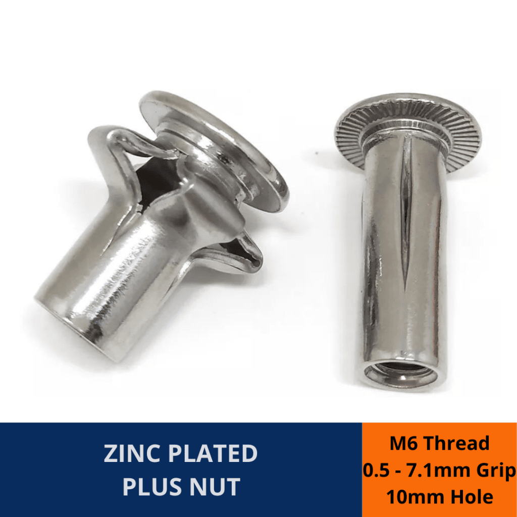 ZINC PLATED PLUS NUT RIV NUT NUTSERTS M6 - Gold Coast Bolt In ...