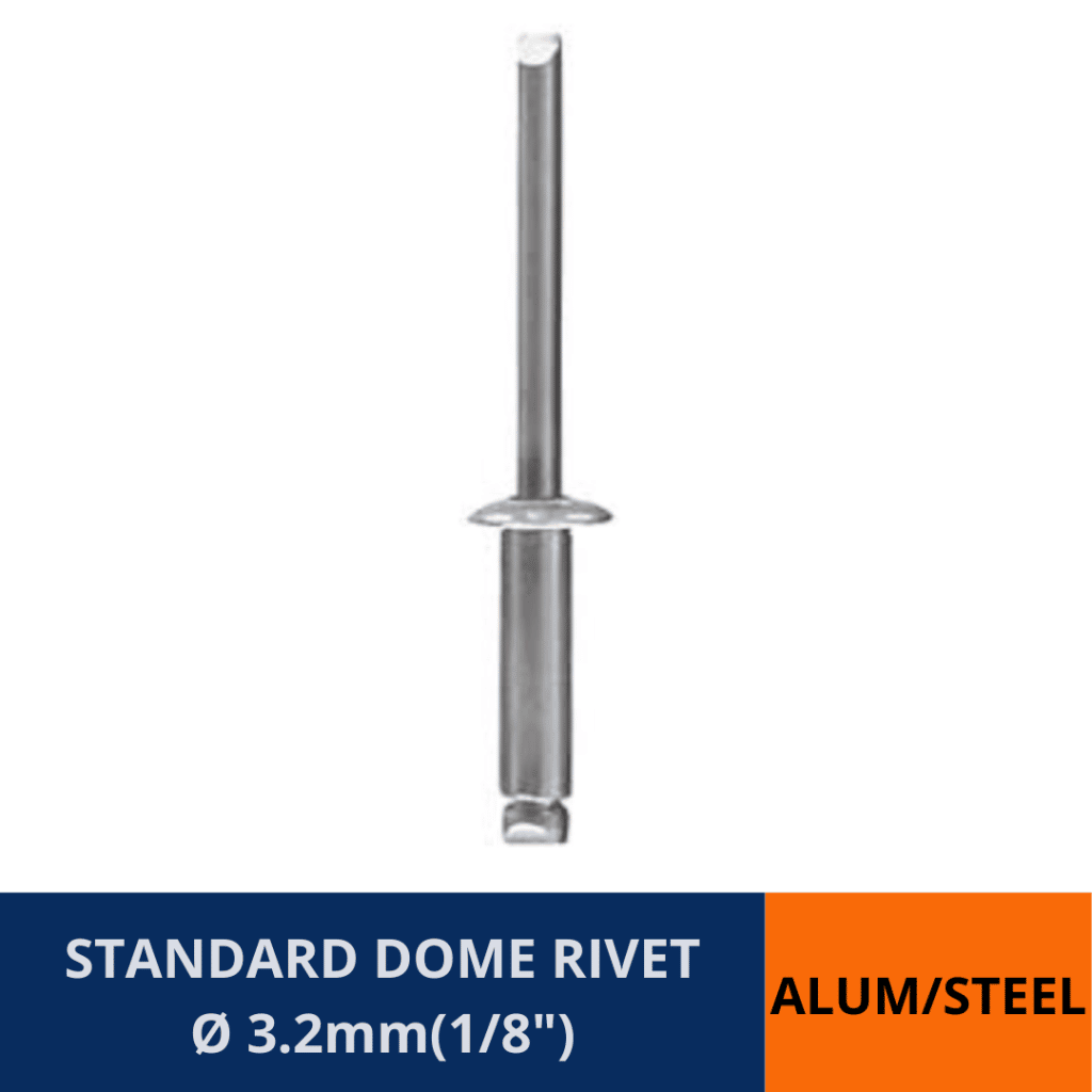 Aluminium / Steel Dome Head Rivet 3.2mm - Gold Coast Bolt In ...