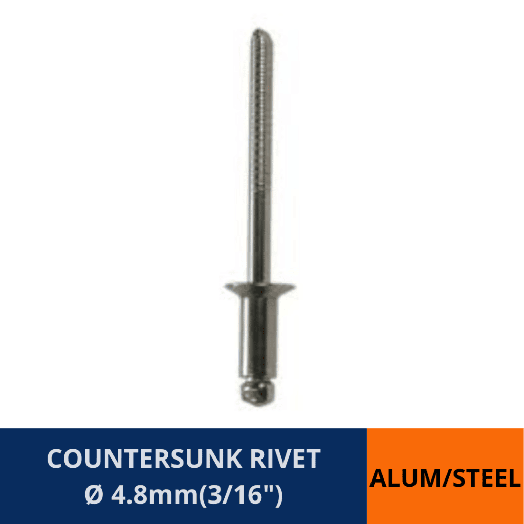 Aluminium / Steel countersunk Rivet 4.8mm(3/16") - Gold Coast Bolt In ...