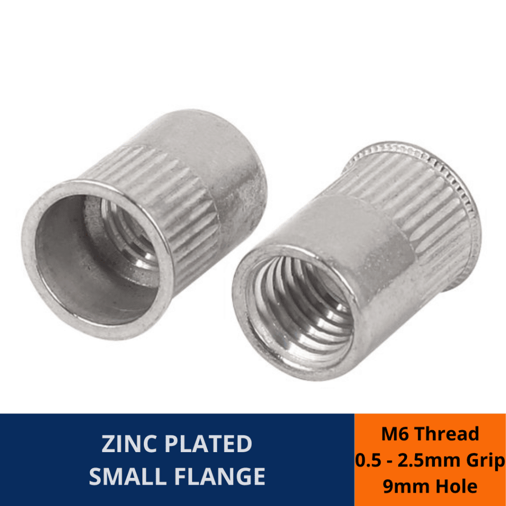 ZINC PLATED OPEN END STANDARD RIV NUT NUTSERTS M6 - Gold Coast Bolt In ...